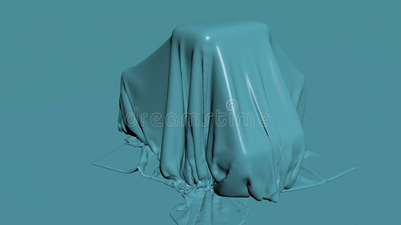 Render of Blue Fabric Falling Down and Cover Mysterious Object Stock ...