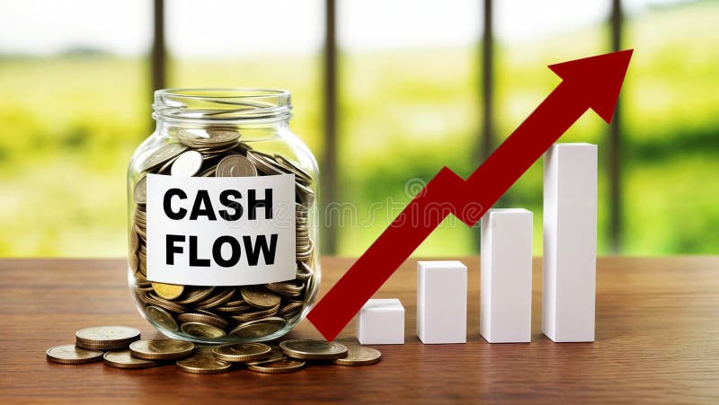 3d Render of a Jar of Coins with a Arrow Pointing Upwards with Words ...