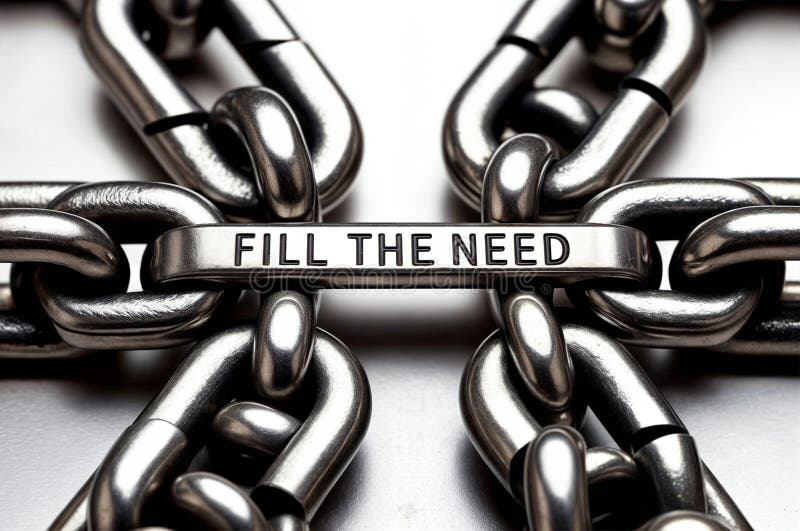 3d Illustration of a Silver Chain with the Word Text "fill the Need ...