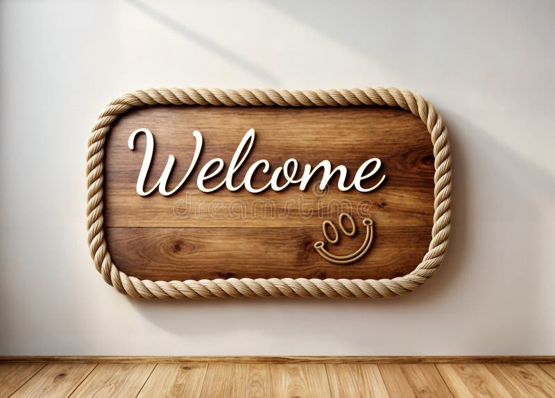 3d Illustration Render of Wooden Rope Border Frame with Word Text ...