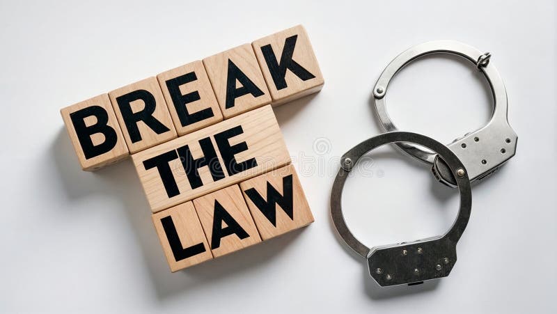 3d Render Illustration Word Blocks with Word Text Break the Law, with ...