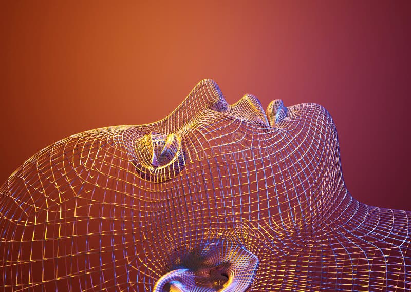 Face of Robot, Machine Deep Learning and Data Mining and Another Modern Computer Technologies UI ...