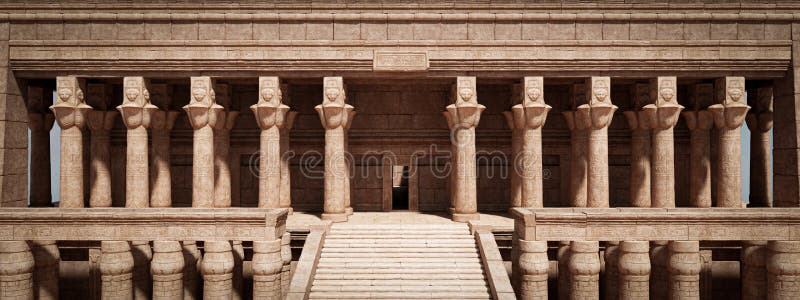 3d Illustration Rendering. Egypt Ancient Temple Background Stock ...
