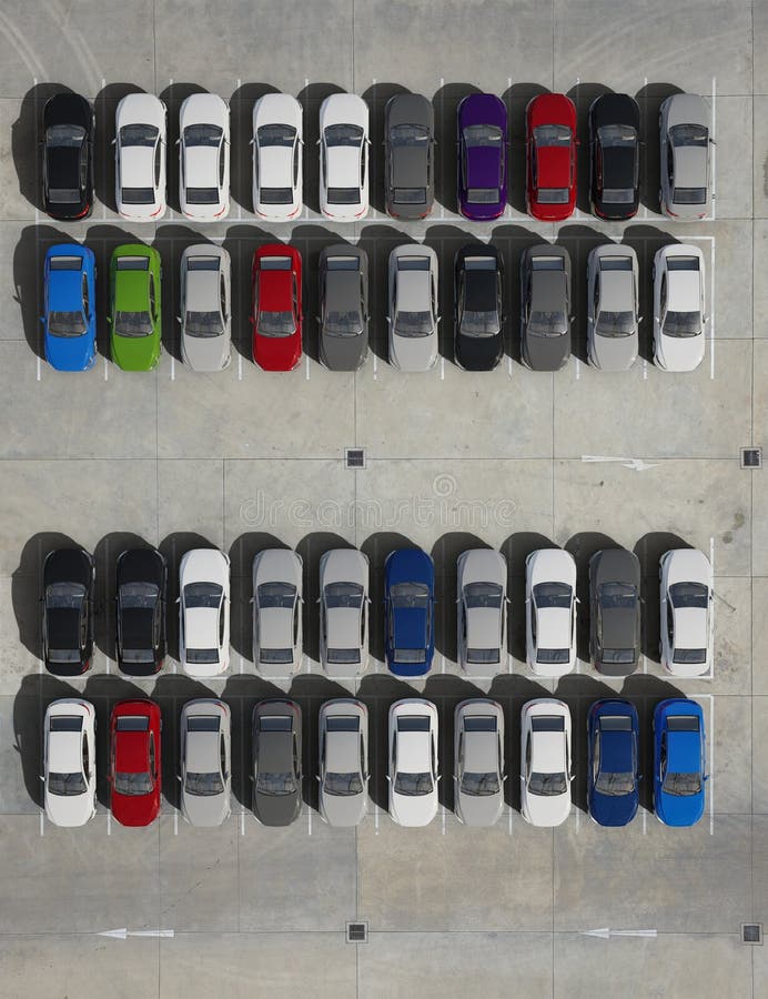 3D Illustration Render. Empty Parking Lots, Aerial View Stock ...