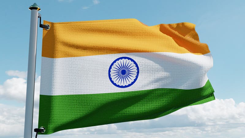 3d Illustration Render of India Flag. Realistic India Flag Waving in ...