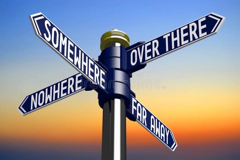 Over There, Nowhere, Somewhere, Far Away - Wooden Signpost, Roadsign ...