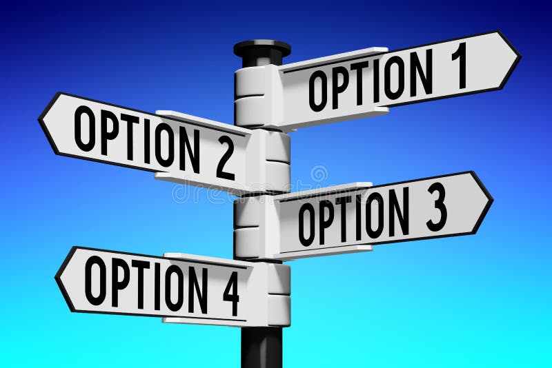 Option a or B - Signpost with Two Arrows, Cartoon Character Stock ...