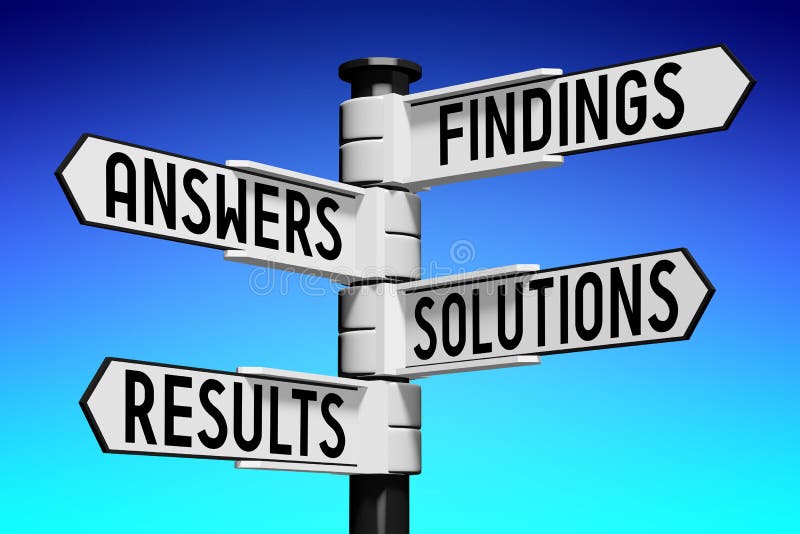 Answers, Findings, Results, Solutions Concept - Signpost with Four ... Answers, Findings, Results, Solutions Concept - Signpost with Four ...