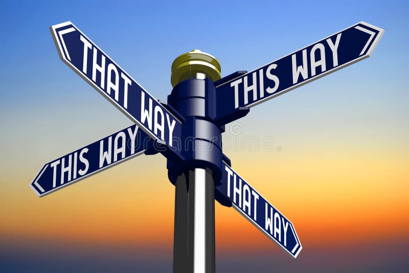This Way, that Way - Signpost with Four Arrows Stock Illustration ...