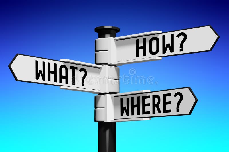 How? What? Where? - Questions Concept - Signpost with Three Arrows ...