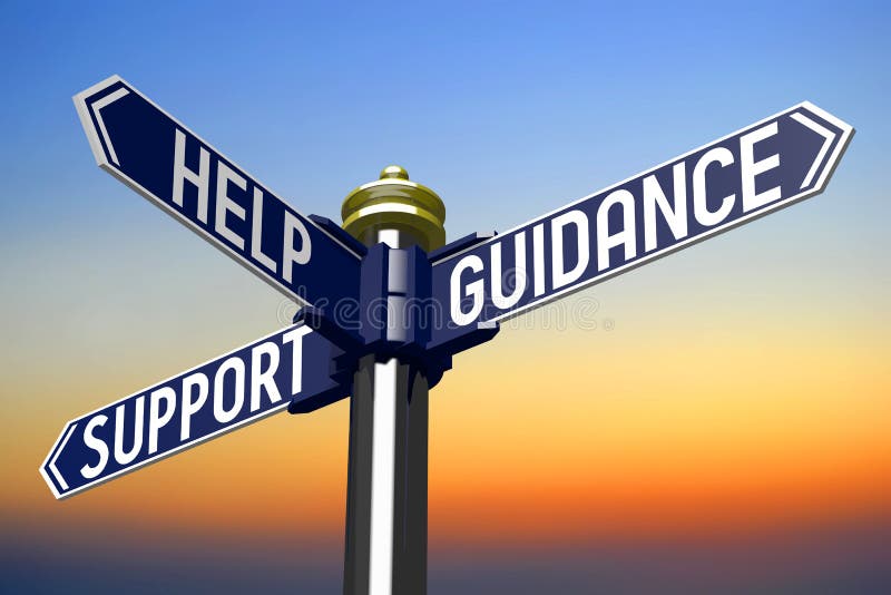 Help, Support, Guidance Concept - Signpost with Three Arrows, Cartoon ... Help, Support, Guidance Concept - Signpost with Three Arrows, Cartoon ...