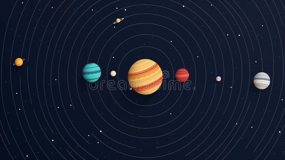 2D Illustration of a Representation of the Distant Solar System with ...