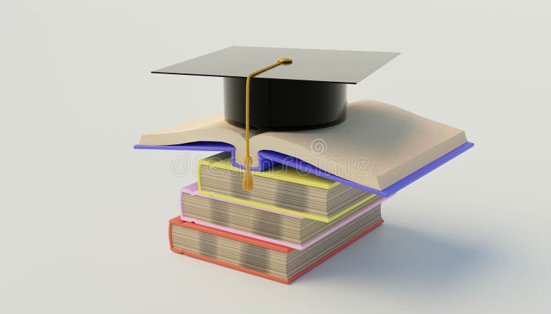 3d Illustration Representing Education Concept with Stack of Books ...