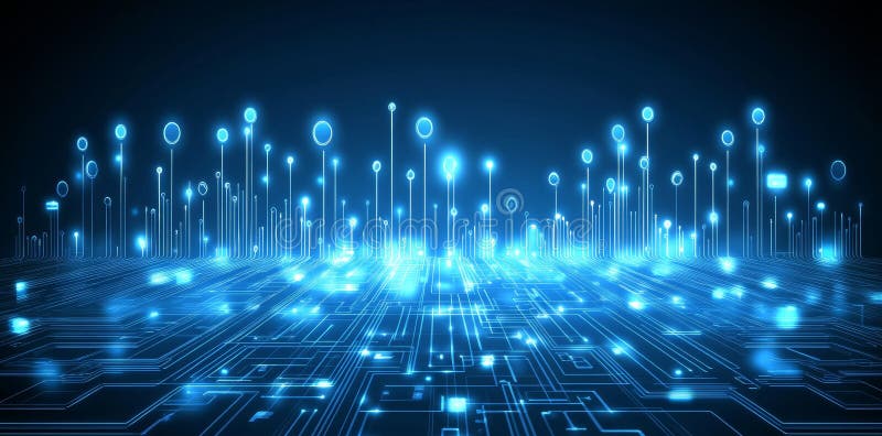 This 2D Illustration Represents an Abstract Futuristic Electronic ...