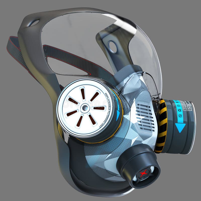 3D Illustration of a Respirator Mask with Customized Design. Ergonomic ...