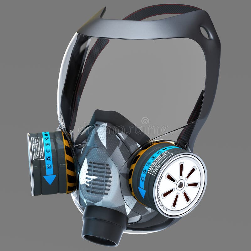 3D Illustration of a Respirator Mask with Customized Design. Ergonomic ...