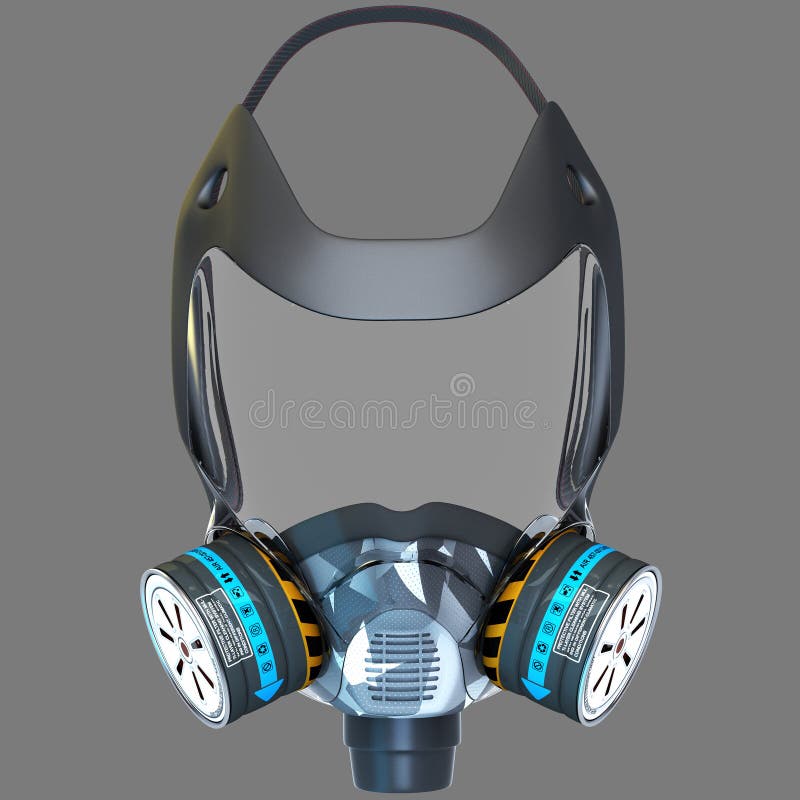 3D Illustration of a Respirator Mask with Customized Design. Ergonomic ...