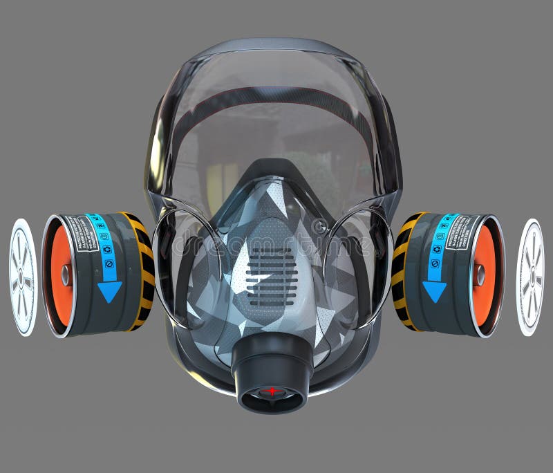 3D Illustration of a Respirator Mask with Customized Design. Ergonomic ...