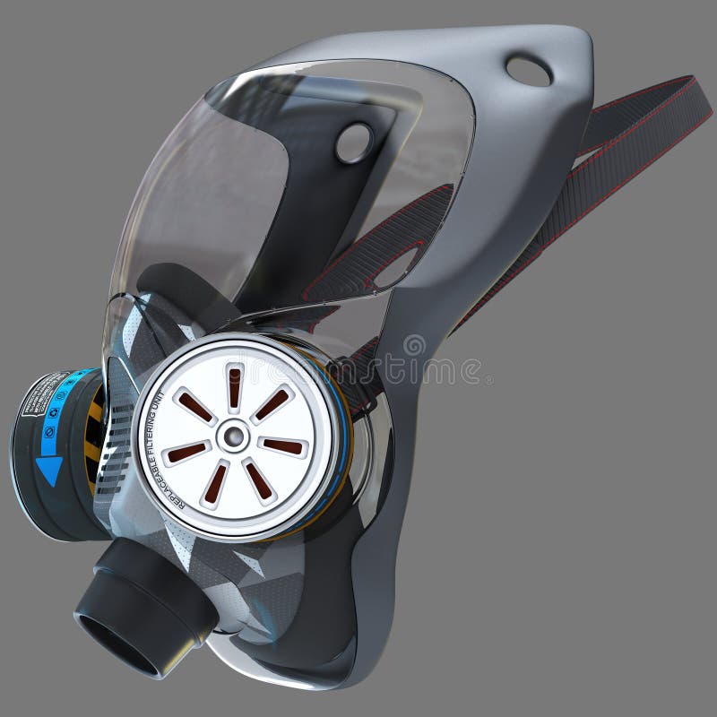 3D Illustration of a Respirator Mask with Customized Design. Ergonomic ...
