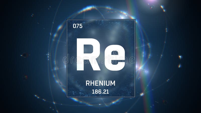 Rhenium As Element 75 of the Periodic Table 3D Illustration on Blue ...