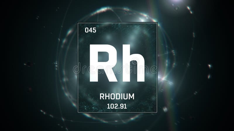 Rhodium As Element 45 of the Periodic Table 3D Illustration on Green ...