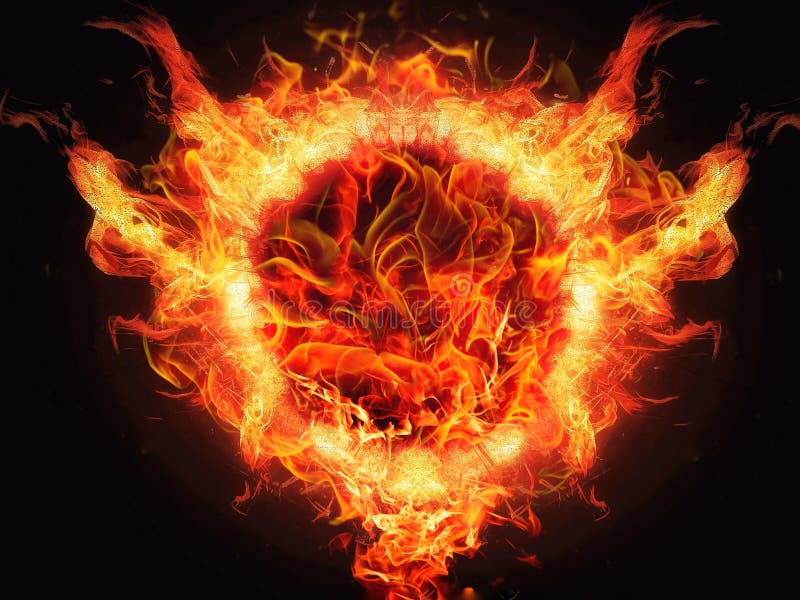 3d Illustration of a Ring of Flames Burning in the Dark Stock ...