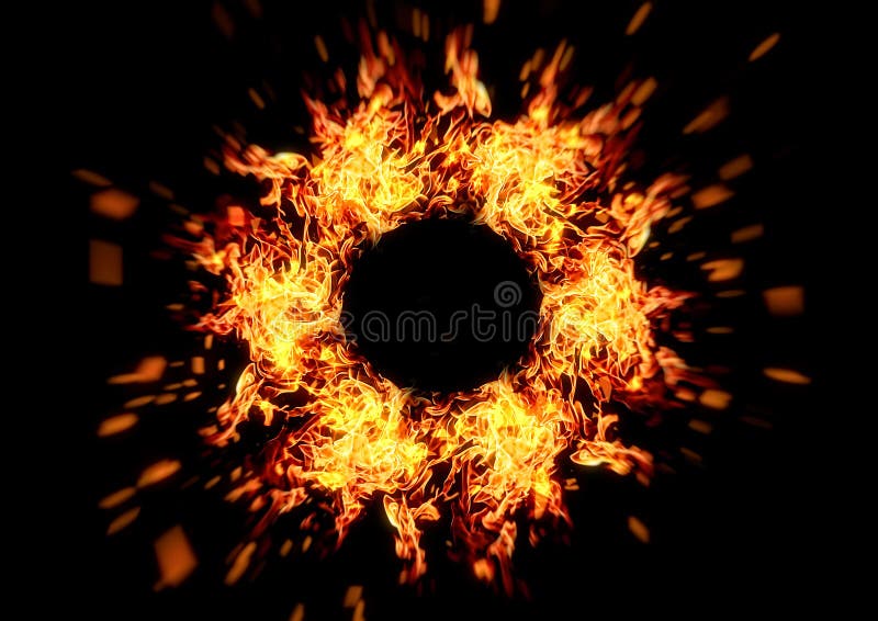 3d Illustration of a Ring of Flames Burning Stock Illustration ...
