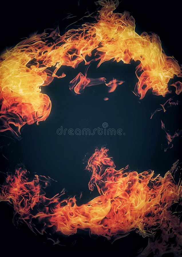 3d Illustration of a Ring of Burning Flames Stock Illustration ...