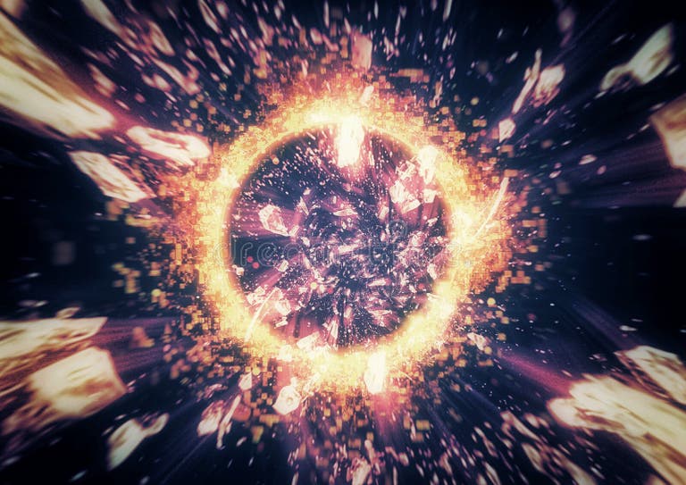 3d Illustration of a Ring of Flames Exploding and Scattering Debris ...
