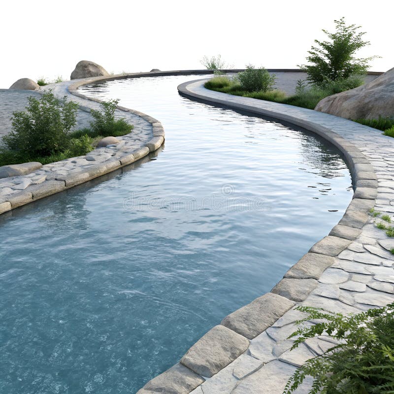3D Illustration of River Pool Isolated on White Background Stock ...