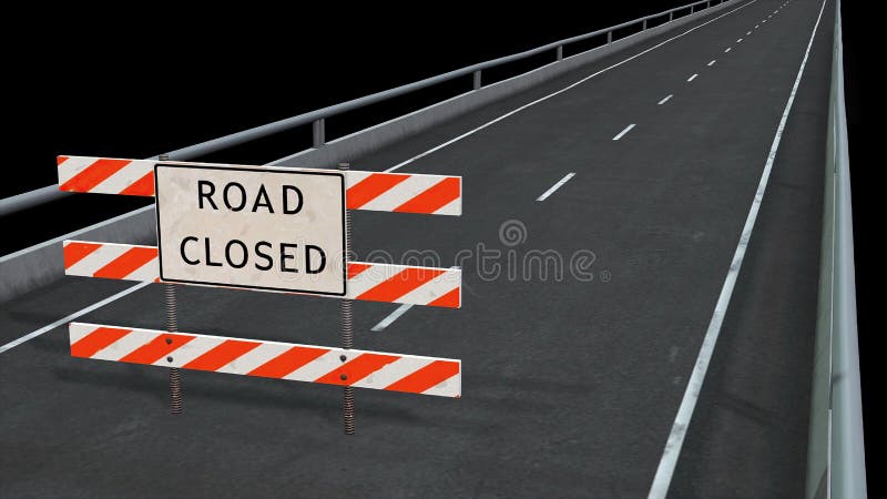 Road closed road sign stock illustration. Illustration of blurred ...