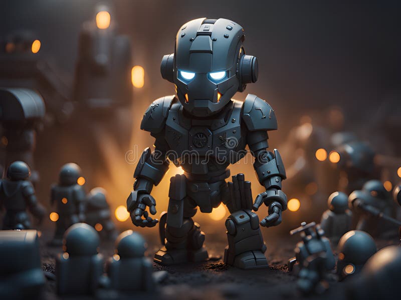 3d Illustration of Robot in the Dark Stock Illustration - Illustration ...