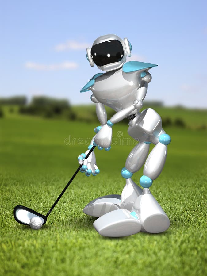 3D Illustration Robot Golfer Stock Illustration - Illustration of ...
