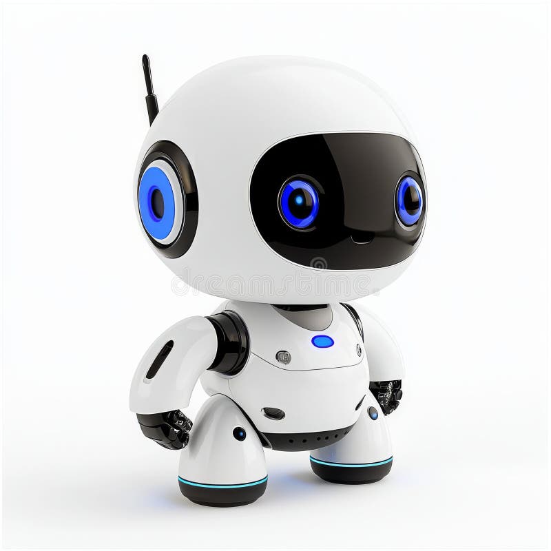 3D Illustration of Robotic Home Helper with Wheels and Smart Screen ...