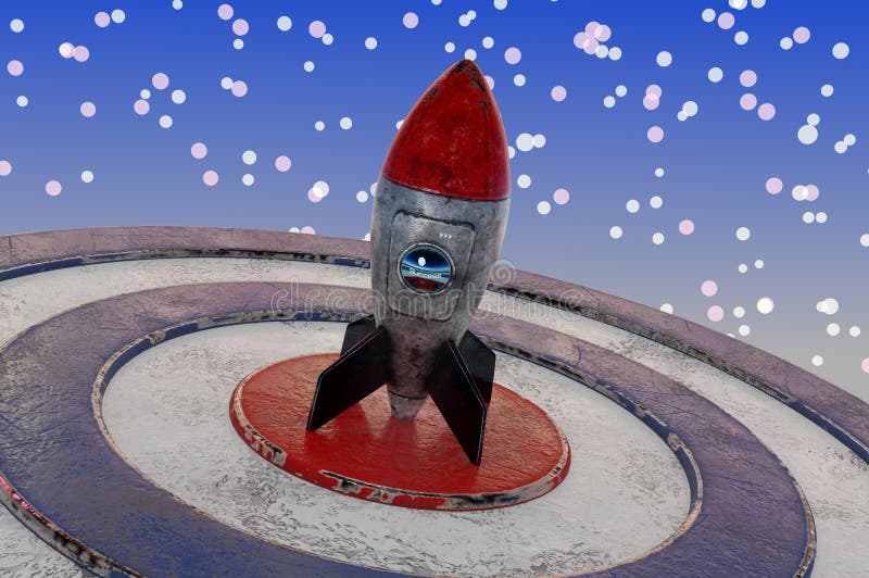 3d Illustration. Rocket Landing on the Target Stock Illustration ...