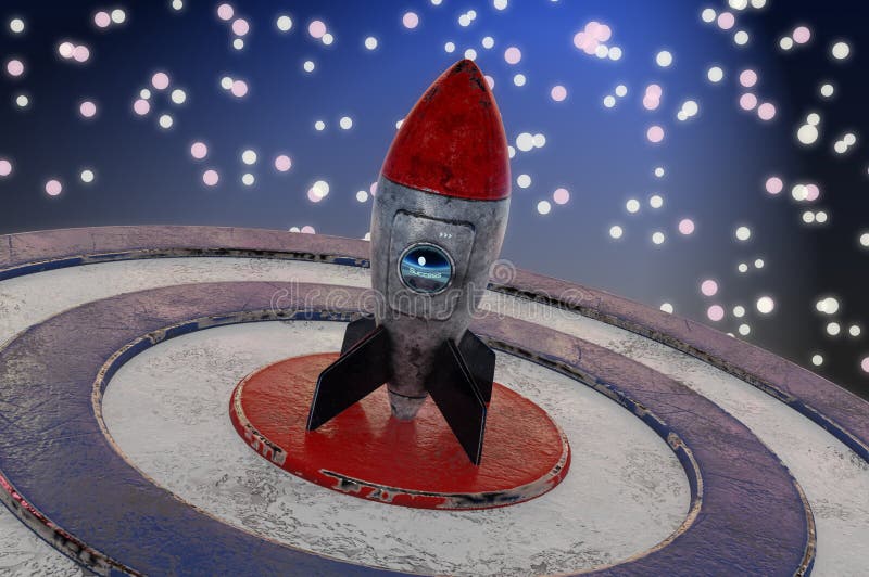 3d Illustration. Rocket Landing on the Target Stock Illustration ...