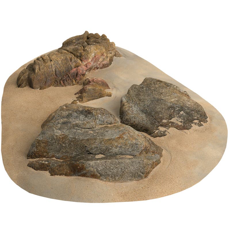 3d Illustration of Rocks on Sand Shelf Isolated on White Background ...