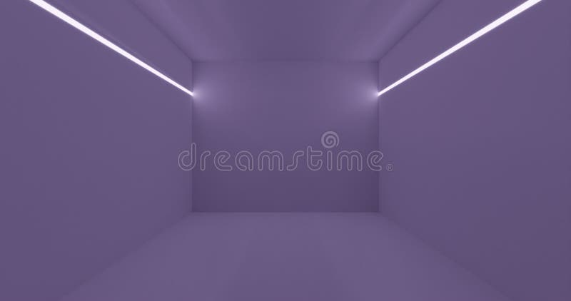 3d Illustration of a Room with Purple Neon Light on Both Sides of Wall ...