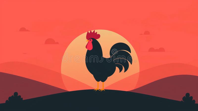 Crowing Rooster Outline Stock Illustrations – 162 Crowing Rooster ...