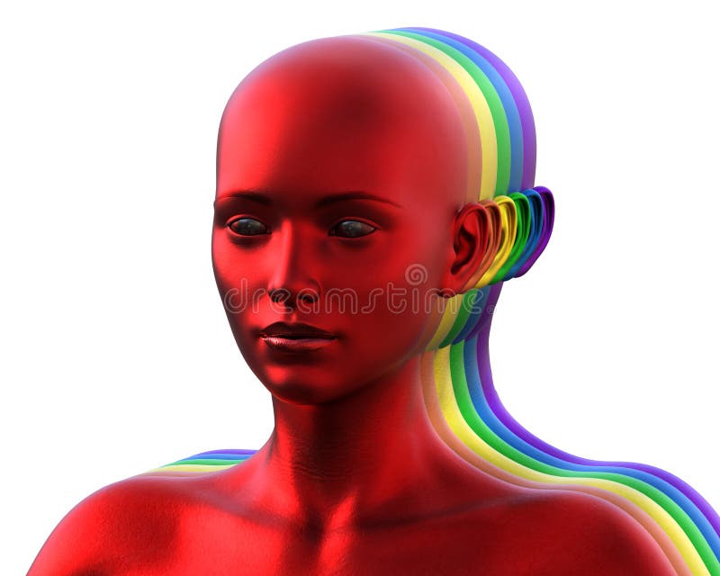 3d Illustration. Row of Multicolored Women. Rainbow. Metallic. Stock ...