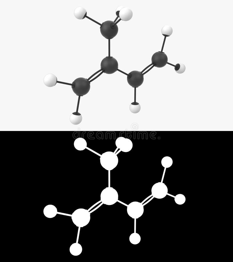 3D Illustration of a Rubber Isoprene Molecule with Alpha Layer Stock ...