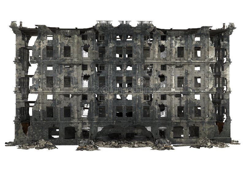 Ruined Building Isolated on White 3D Illustration Stock Illustration ...