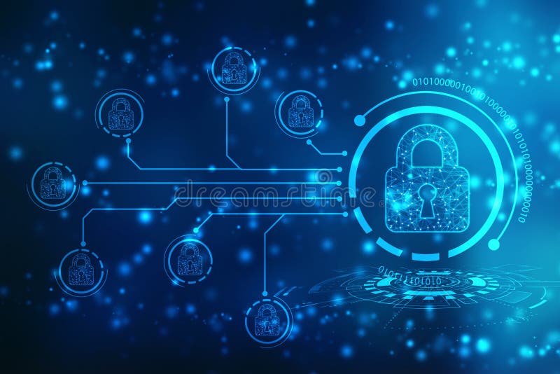Security Concept: Lock on Digital Screen, Cyber Security Concept ...