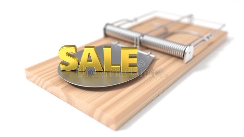 3d Illustration of Sale Text on Mouse Trap. Stock Illustration ...
