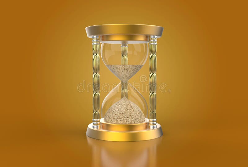3D Illustration of the Sand Timer in Golden Color Stock Illustration ...