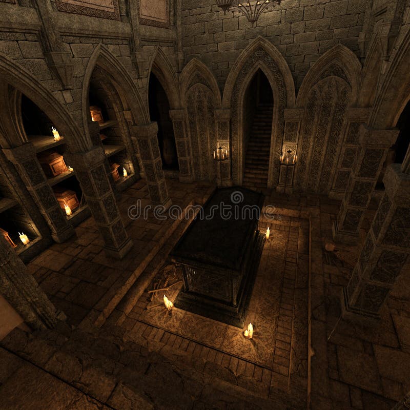 3d-illustration of a Scary Crypt with Candles in a Tomb Stock ...