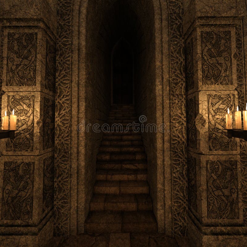 3d-illustration of a Scary Crypt with Candles in a Tomb Stock ...