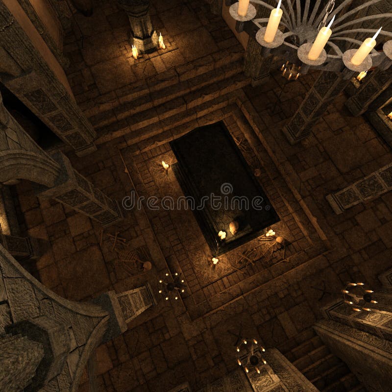 3d-illustration of a Scary Crypt with Candles in a Tomb Stock ...
