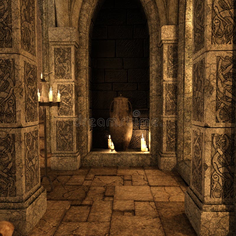3d-illustration of a Scary Crypt with Candles in a Tomb Stock ...