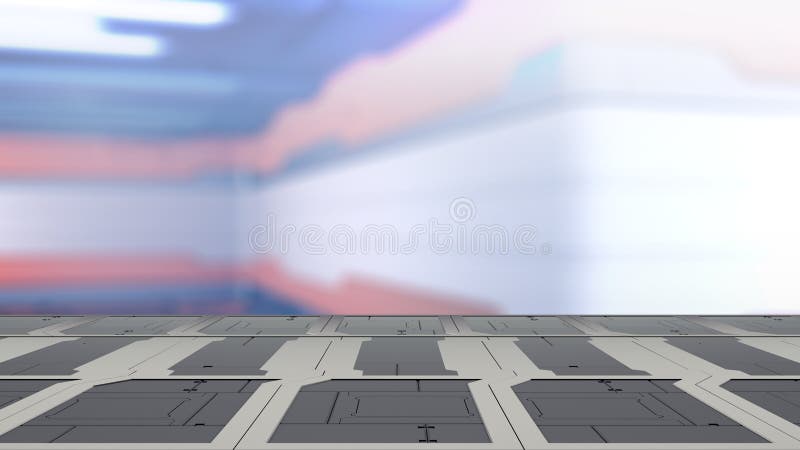 3d Illustration of Sci Fi Lab Table with Blur Sci-fi Background 3d ...